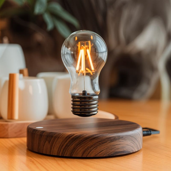 Float Table Lamp with LED and Wooden Base – Residence Supply