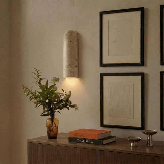 Solon Travertine Wall Lamp - Elegant Travertine Light Fixture ...
