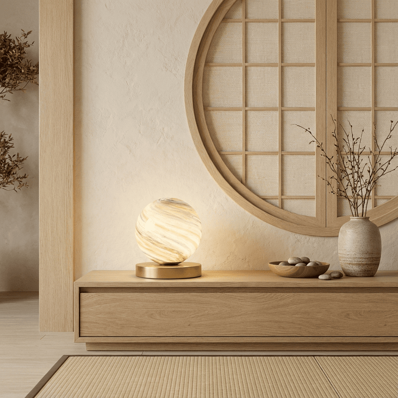 Zeva Modern Brass & Glass Table Lamp – Residence Supply